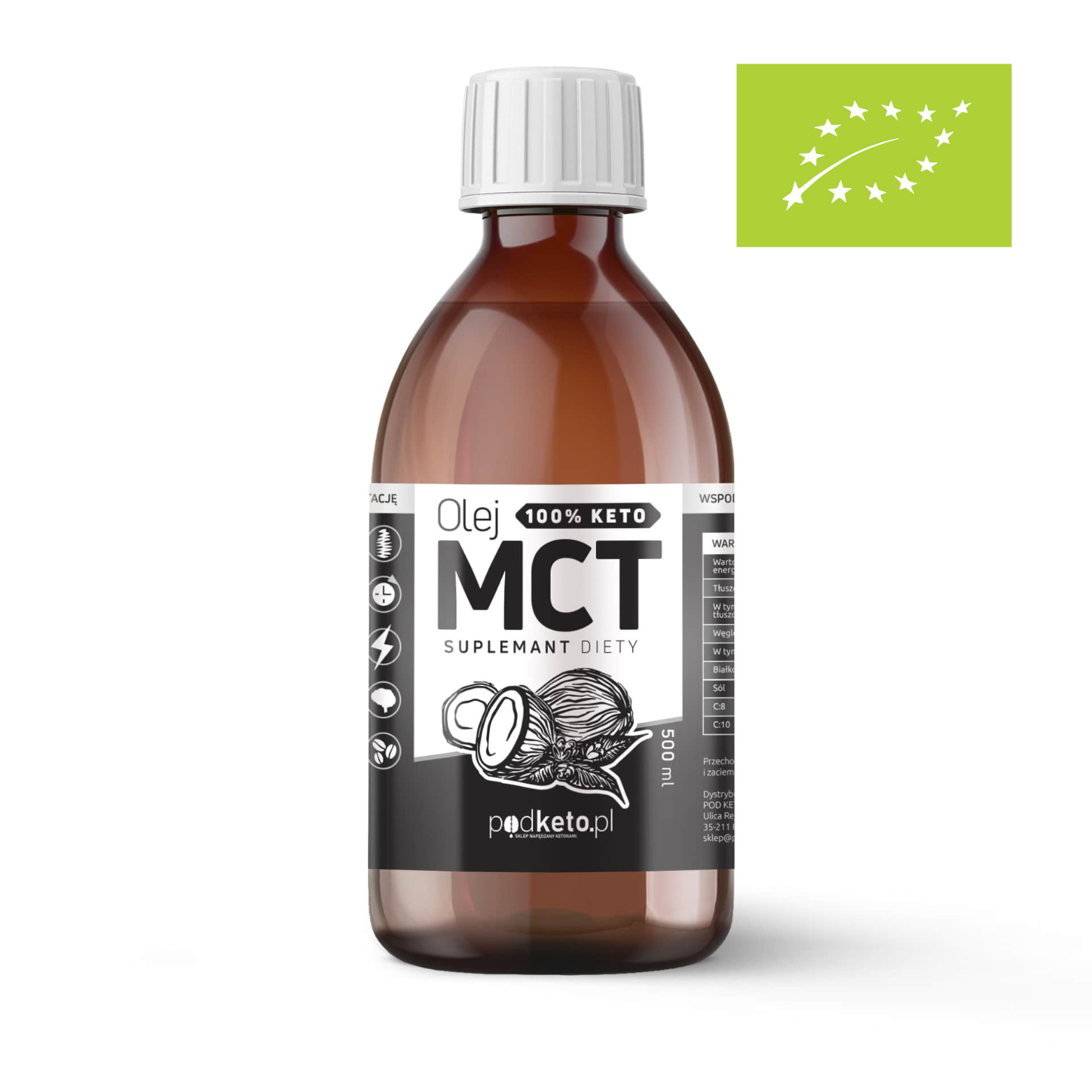 BIO Olej MCT 100% z Kokosa C8 C10 - Keto Energia | Keto Sklep podketo.pl